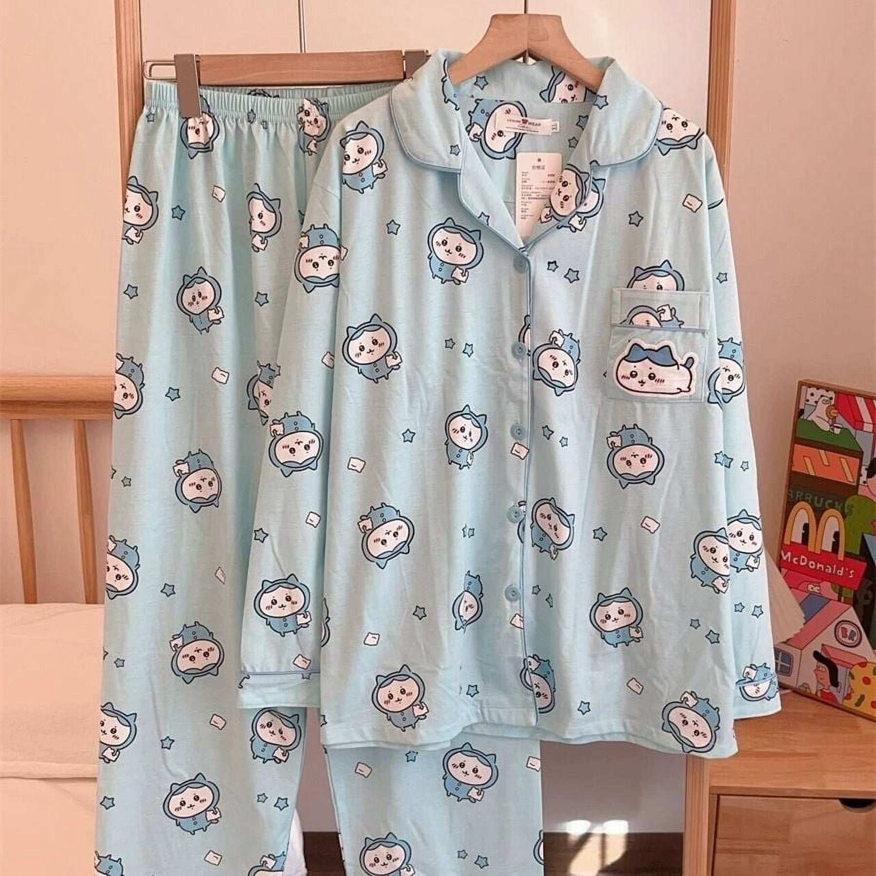 Chiikawa Pajamas Hachiware Cute Cartoon Long-sleeved Home Clothes ...