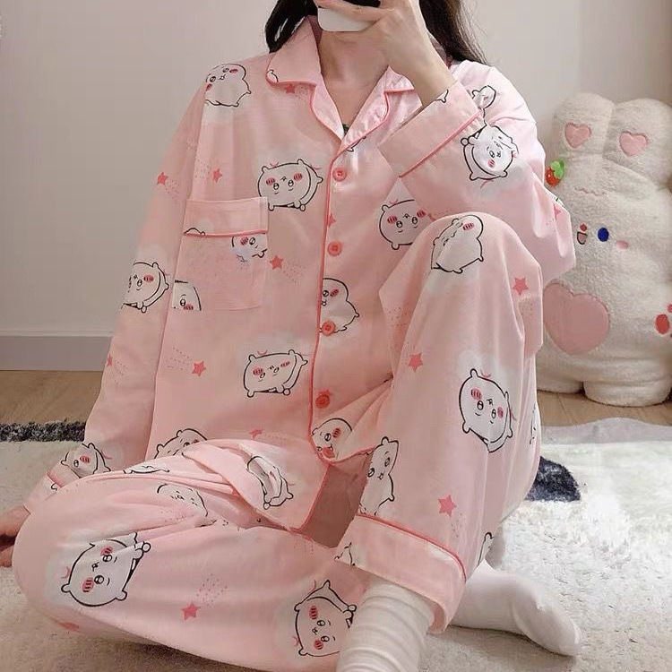 Chiikawa Pajamas Hachiware Cute Cartoon Long-sleeved Home Clothes ...