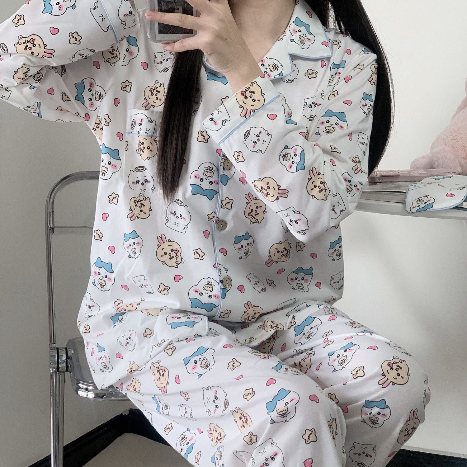 Chiikawa Pajamas Hachiware Cute Cartoon Long-sleeved Home Clothes ...