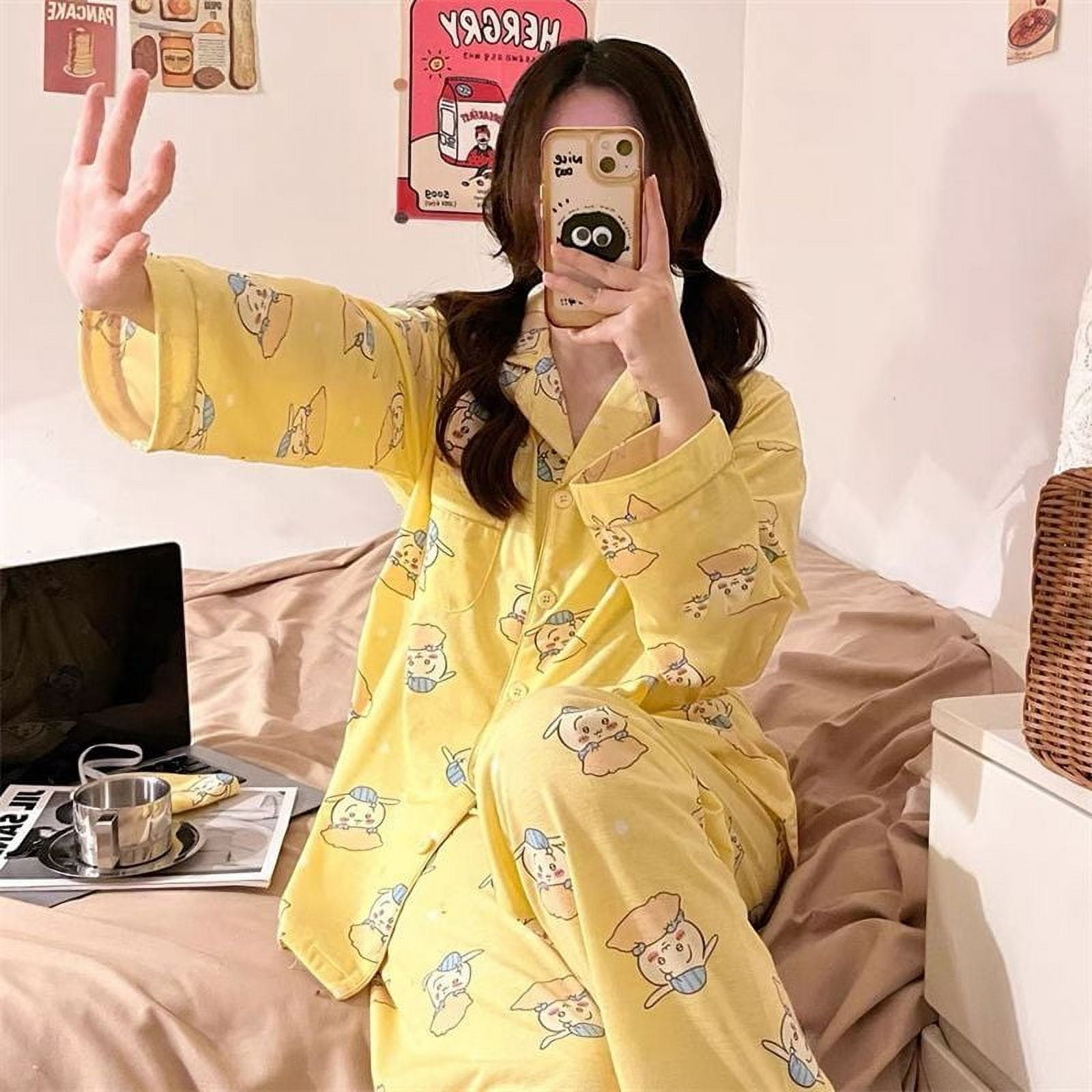 Chiikawa Pajamas Hachiware Cute Cartoon Long-sleeved Home Clothes ...