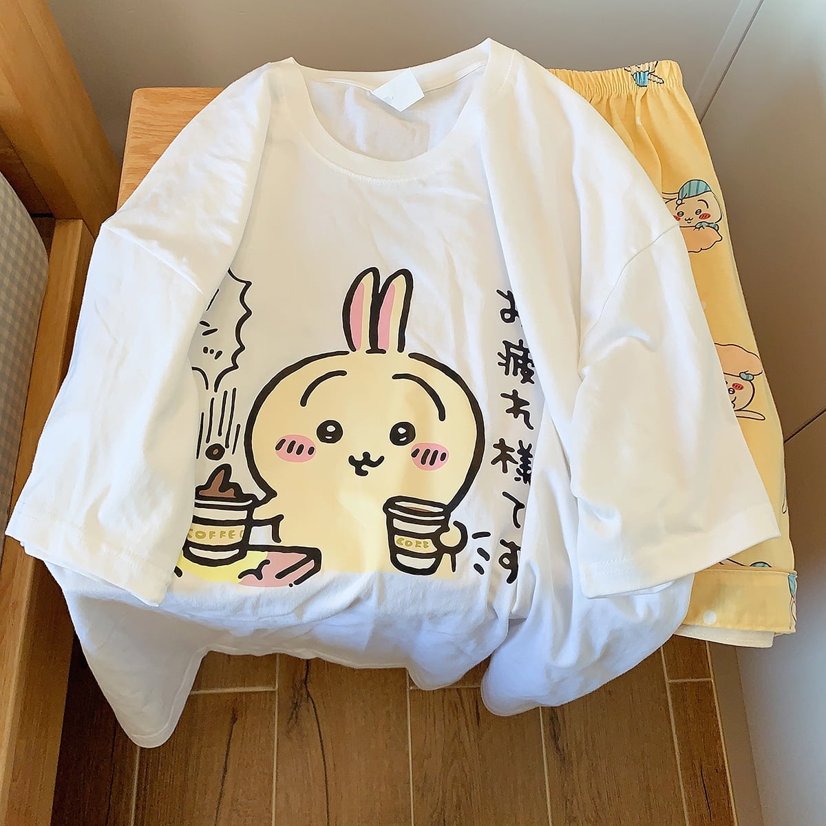 Chiikawa Pajamas Summer Pure Cotton Round Neck Short Sleeve Pants Loose ...