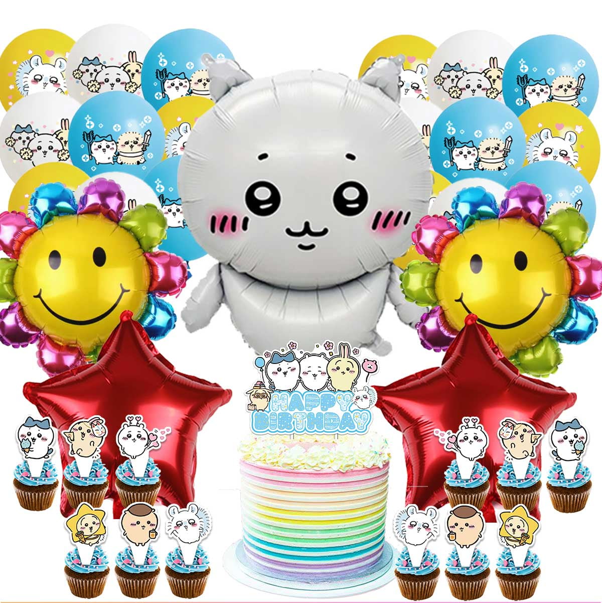 Chiikawa Party Supplies Balloons Cake Topper Birthday Set Decorations ...