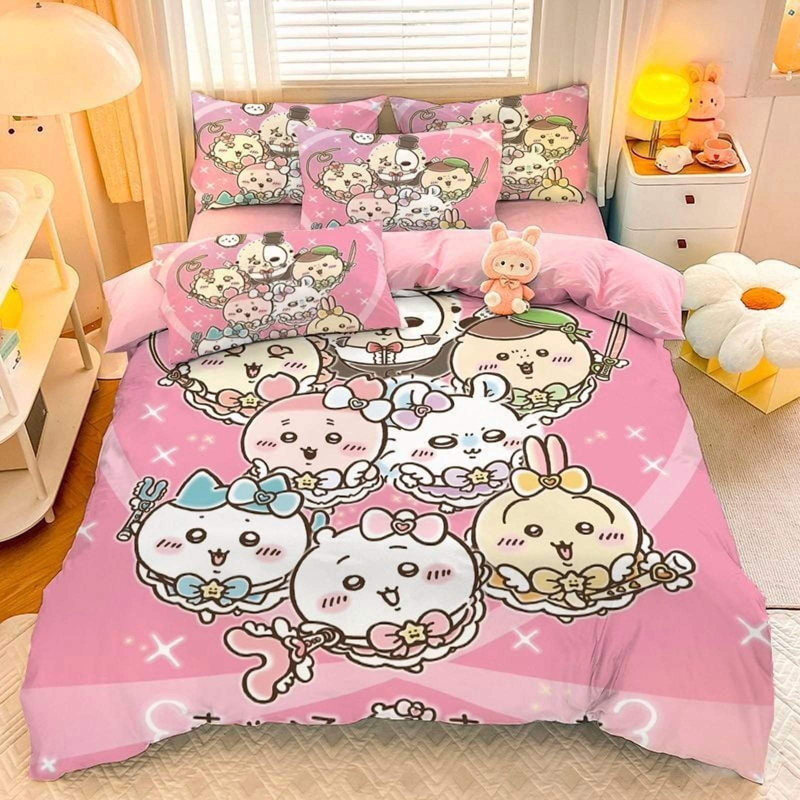 Chiikawa Pink Fashion Bedding Set Usagi 3D Printing Home Decoration ...