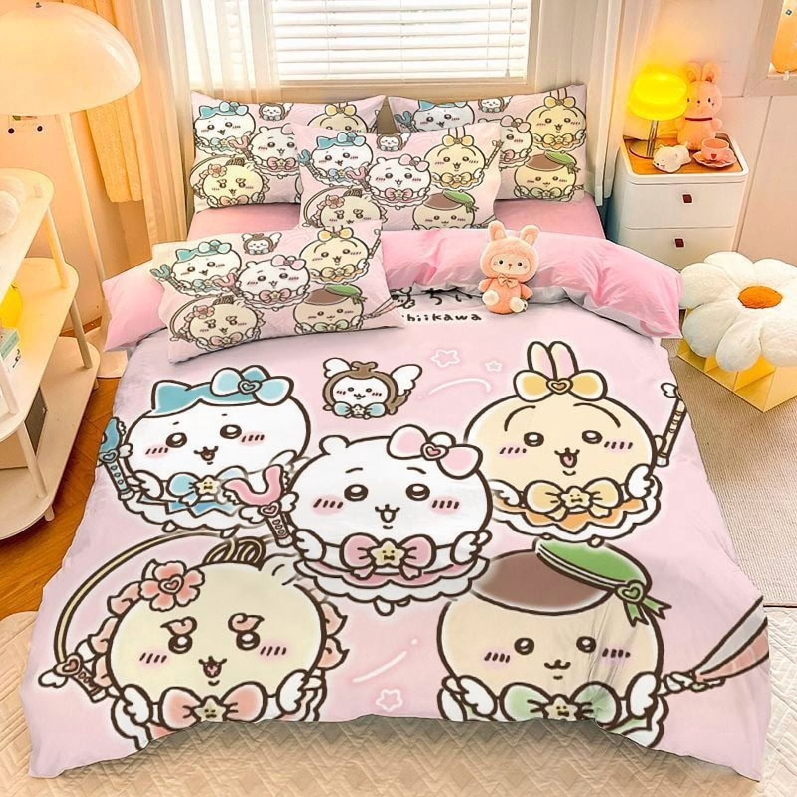 Chiikawa Pink Fashion Bedding Set Usagi 3D Printing Home Decoration ...