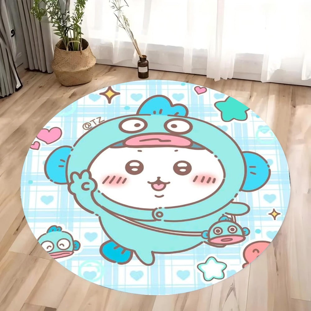 Chiikawa Rugs Cartoon Round Carpet Room Anti-slip Area Rug for Living ...