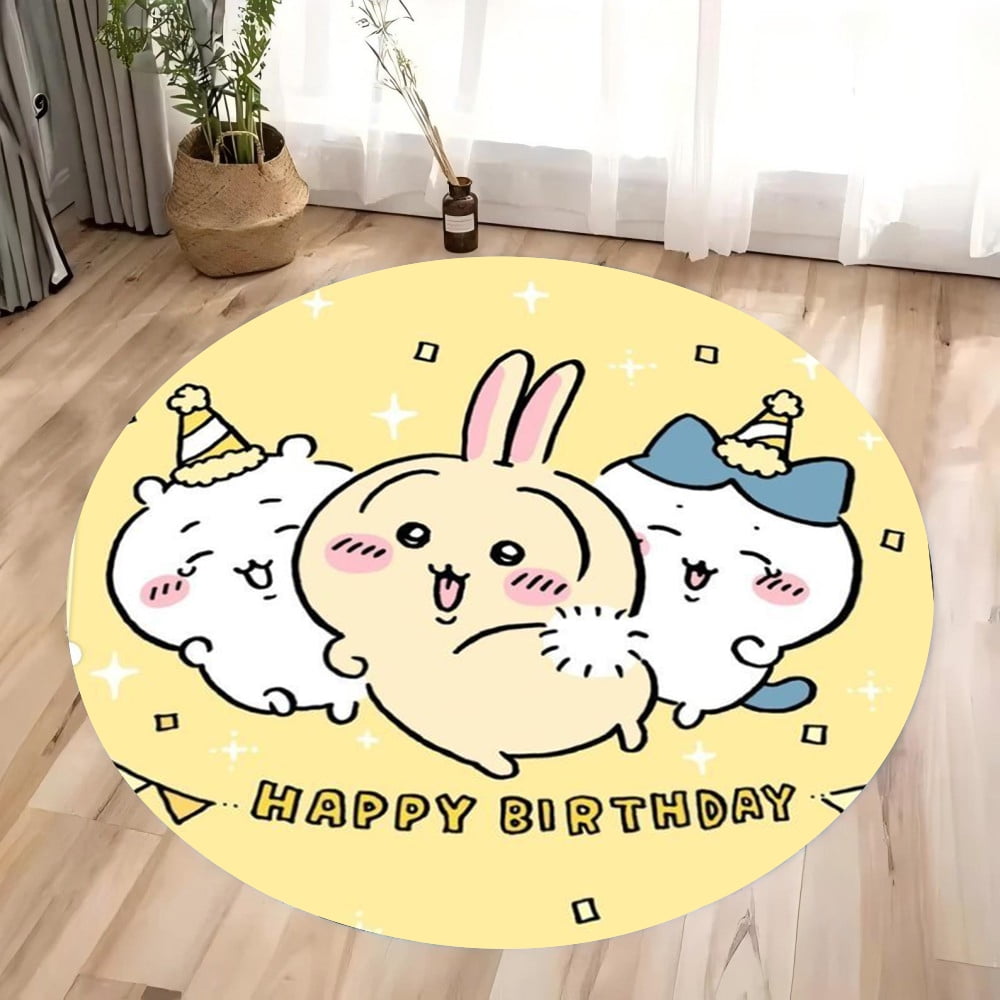 Chiikawa Rugs Cartoon Round Carpet Room Anti-slip Area Rug for Living ...