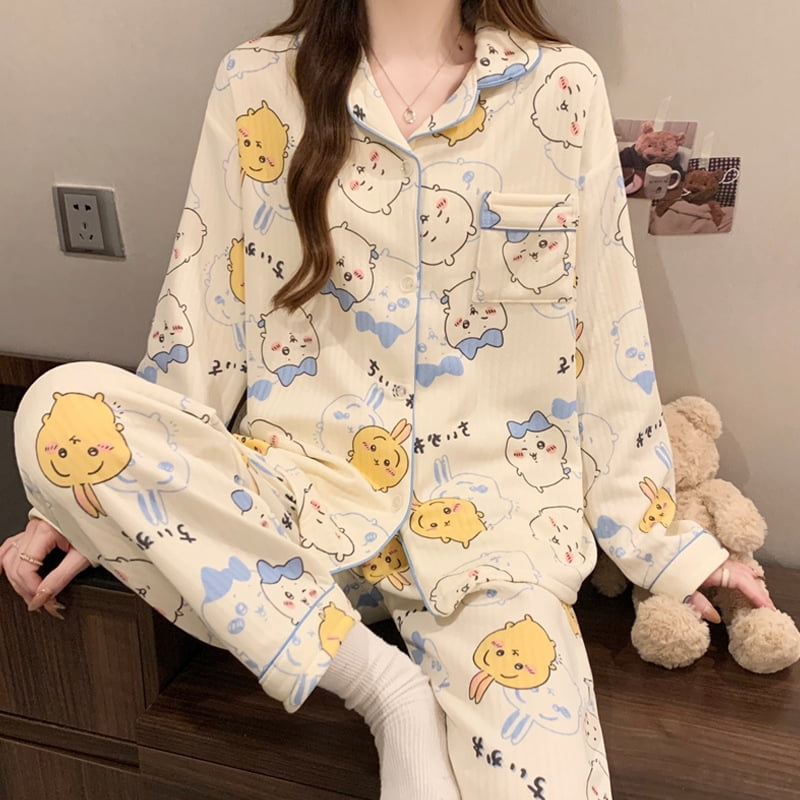 Chiikawa Usagi Hachiware Air Cotton Interlayer Pajamas Autumn Winter ...