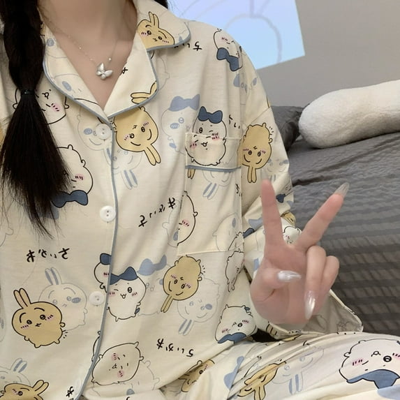Chiikawa Women Pajamas Anime Cartoon Style Home Wear Fashion ...