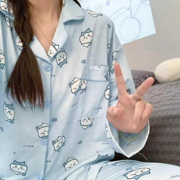 Chiikawa Women Pajamas Anime Cartoon Style Home Wear Fashion ...