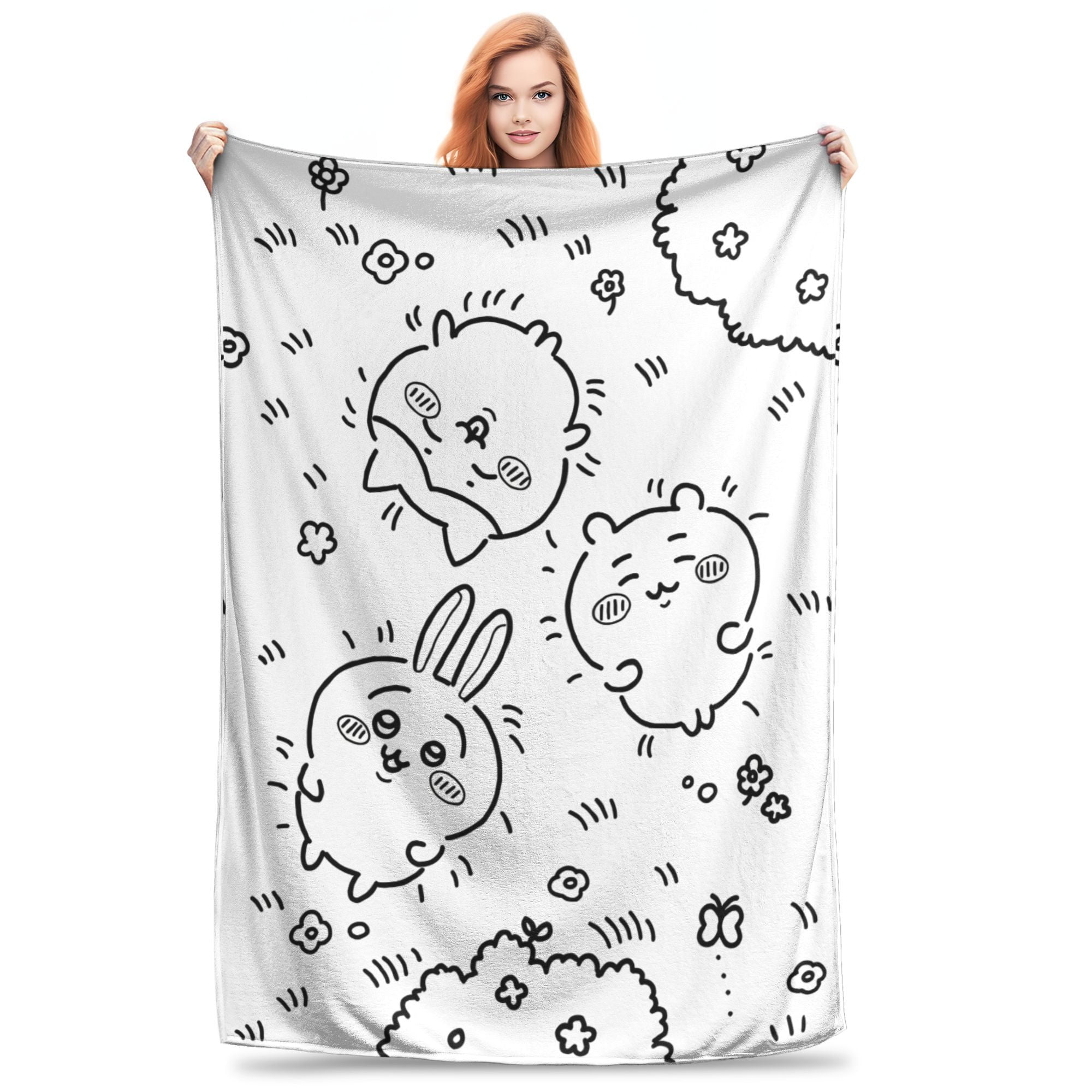 Chiikawas Hachiware Usagi Throw Blanket for Couch Soft Cozy Plush ...