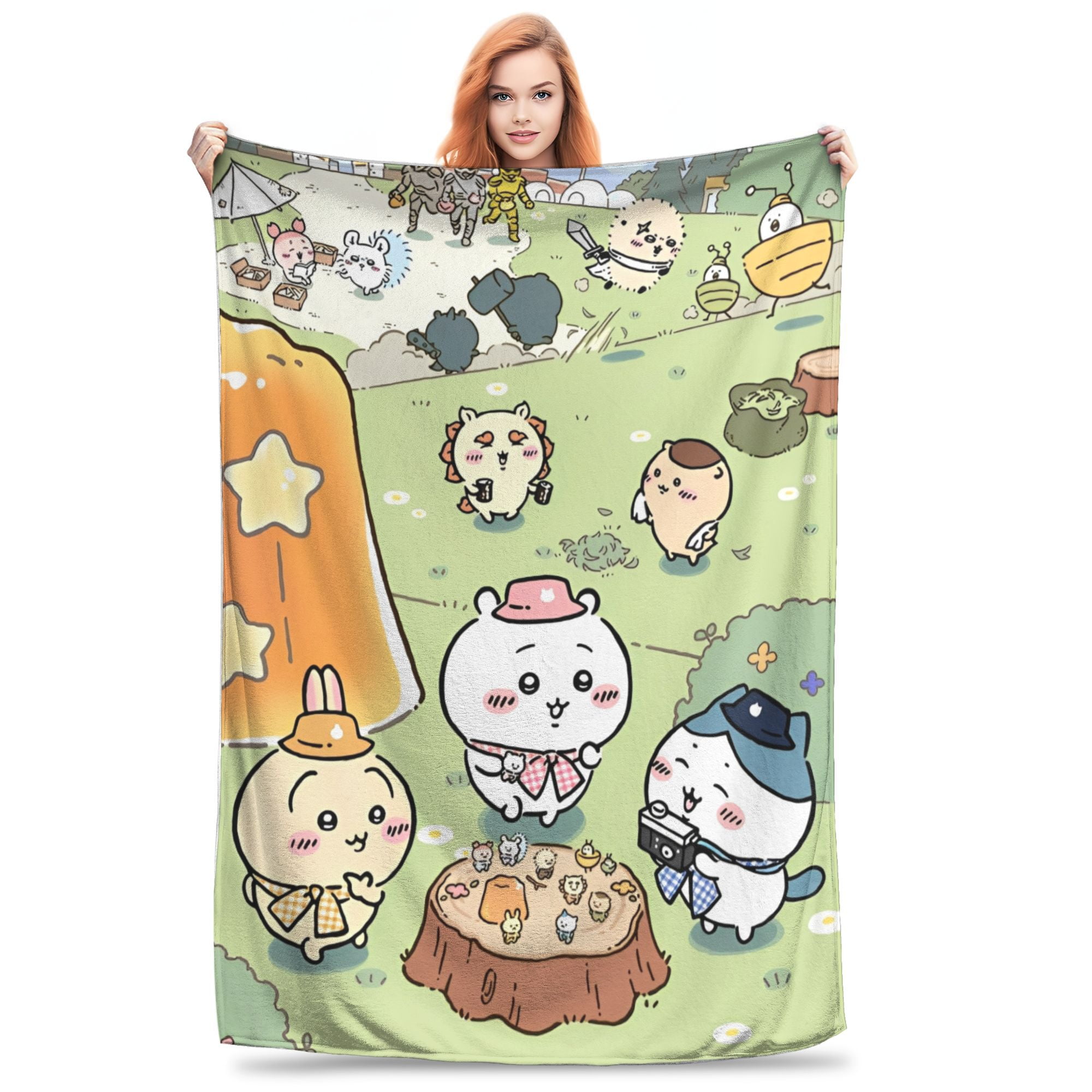 Chiikawas Hachiware Usagi Throw Blanket for Couch Soft Cozy Plush ...