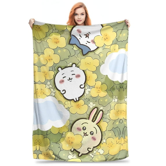Chiikawas Hachiware Usagi Throw Blanket for Couch Soft Cozy Plush ...
