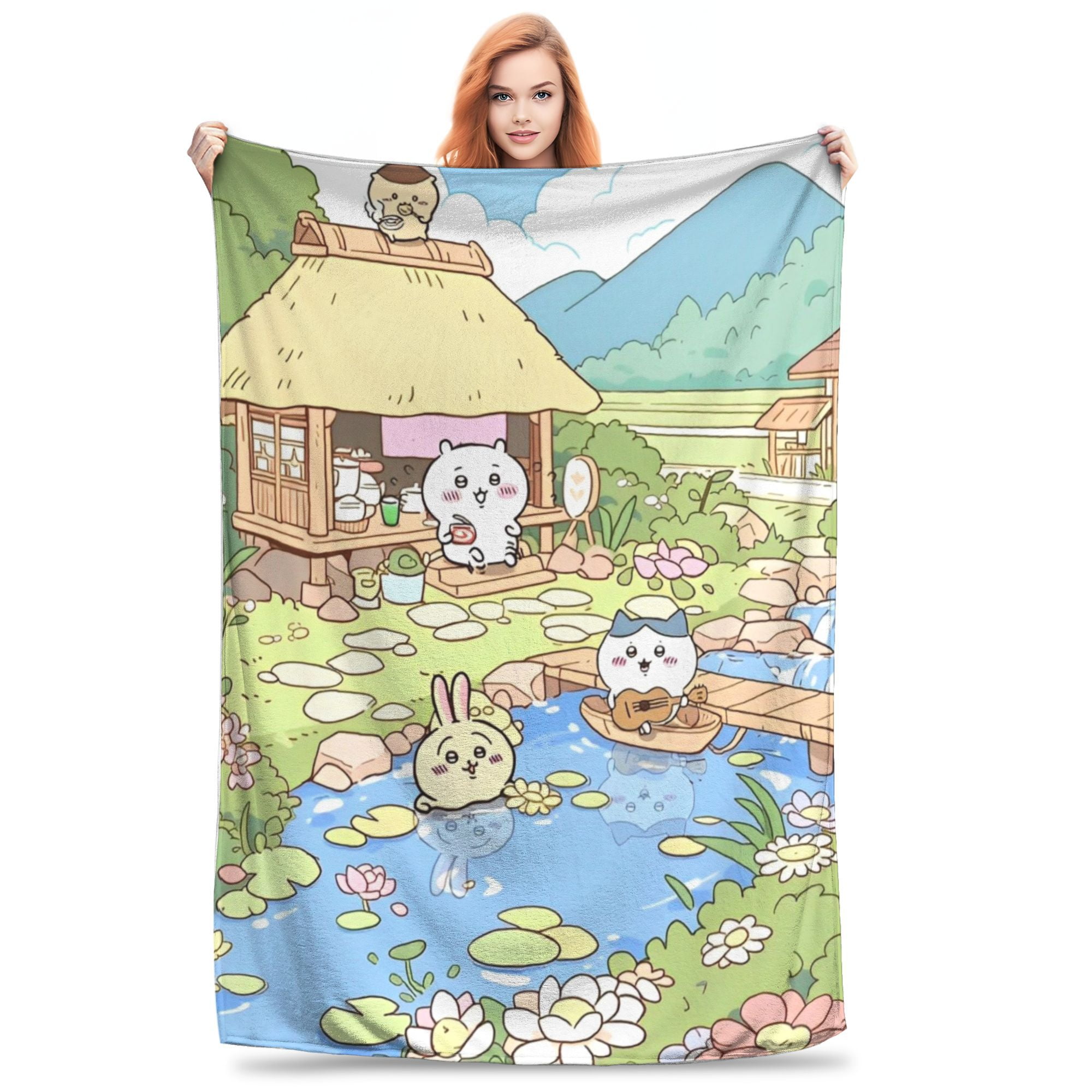 Chiikawas Hachiware Usagi Throw Blanket for Couch Soft Cozy Plush ...