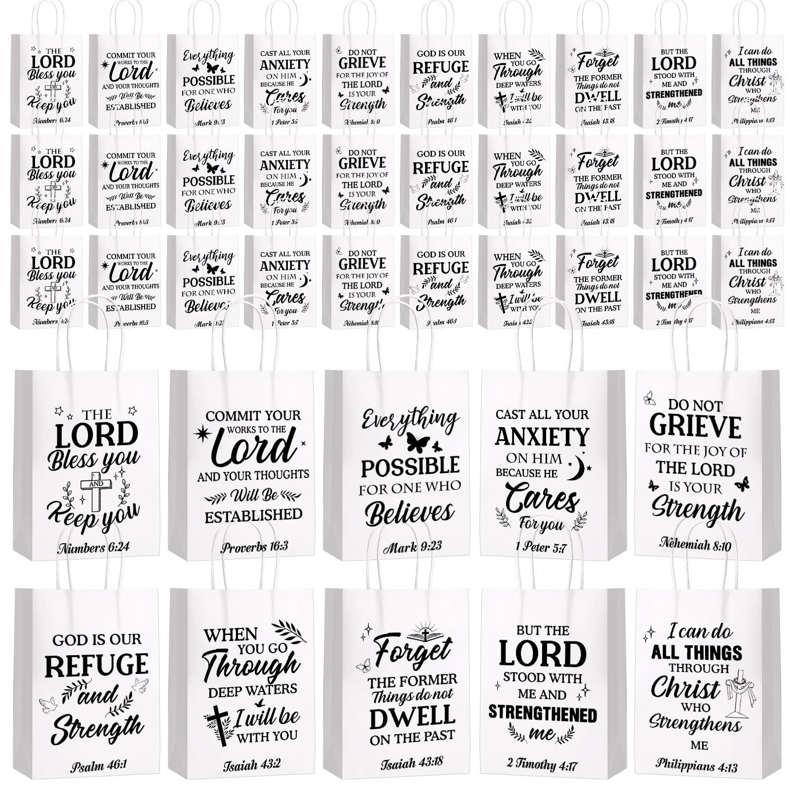 Chiisong 100 Pcs Christian Gift Bags Religious Bible Verse Treat Bags ...