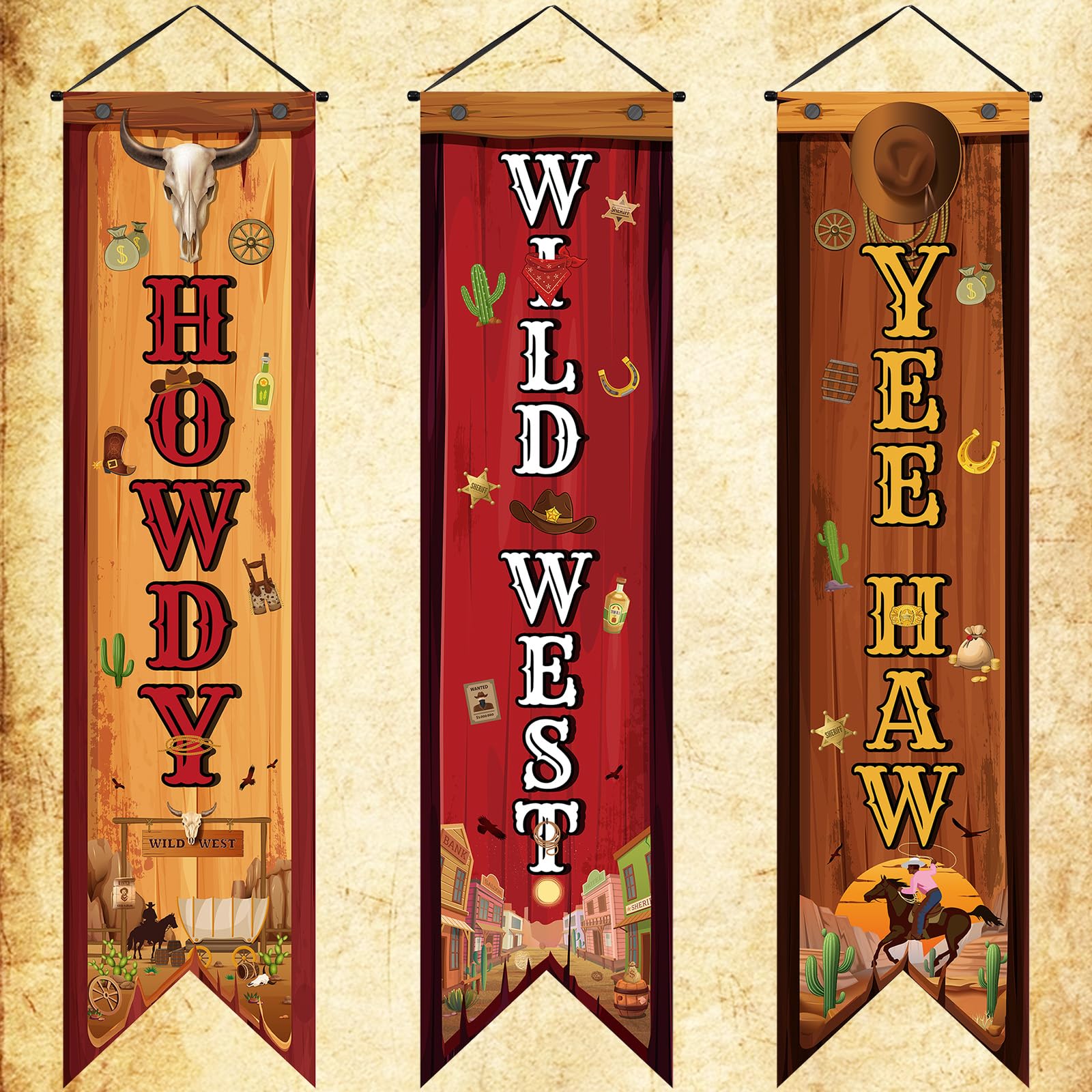 Chiisong 3 WesternTRDN Party Decorations Cowboy Banners Wild West ...