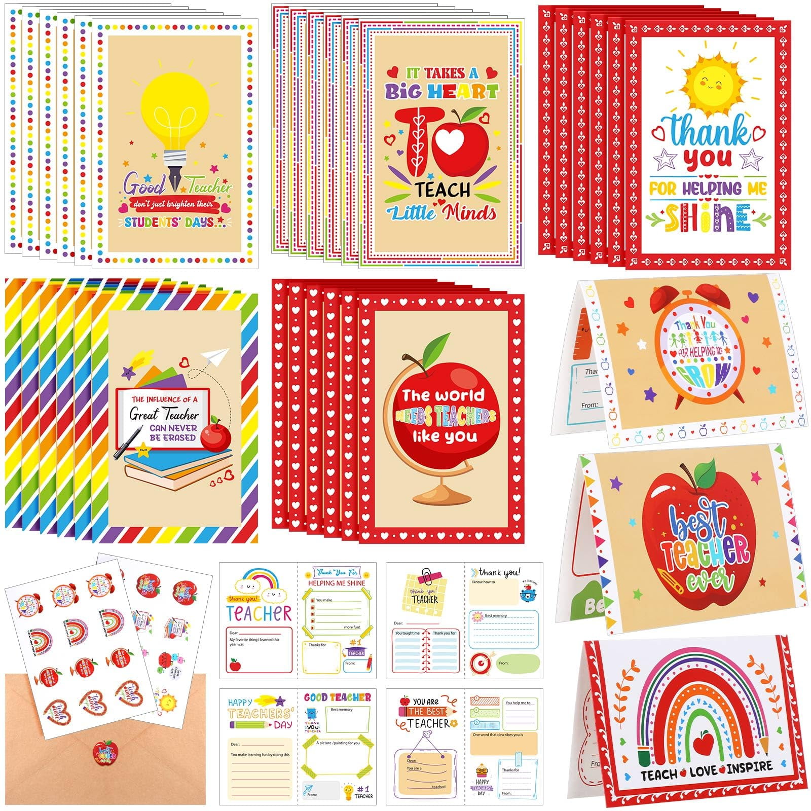 Chiisong 48 Pack Teachers Appreciation Cards with Envelopes and ...