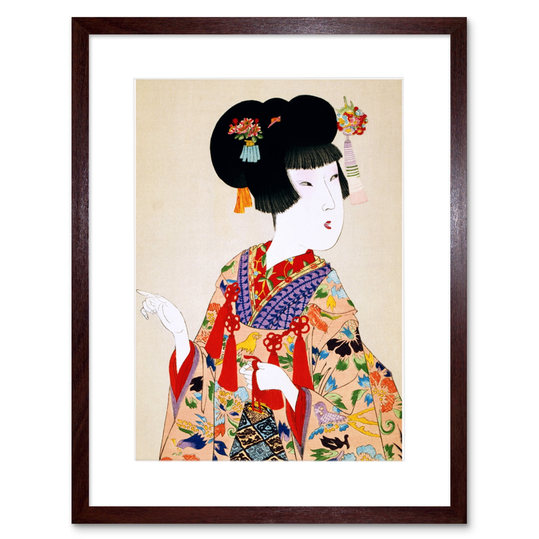 Chikanobu True Beauty Kimono Japan Framed Wall Art Print - Walmart.com