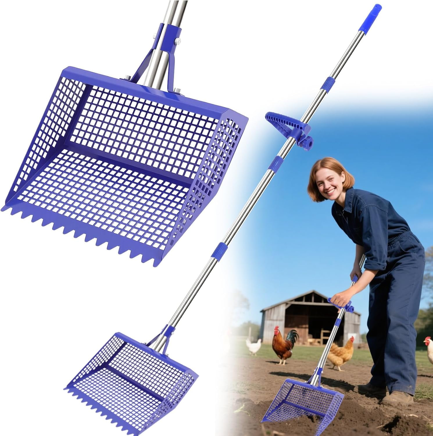 Chiken Coop Scoop 2-in-1 Chicken Poop Scooper & Rake Sand Sifting ...