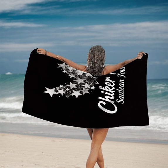 Chikker Love V - Shape Star Design Beach Towel - Stylish Black ...