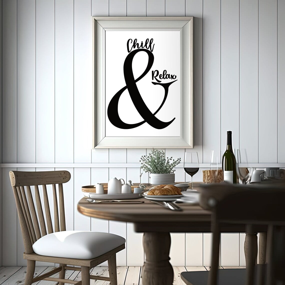 Chil And Relax Text Wall Art Print Poster, Monochrome Quote Poster ...