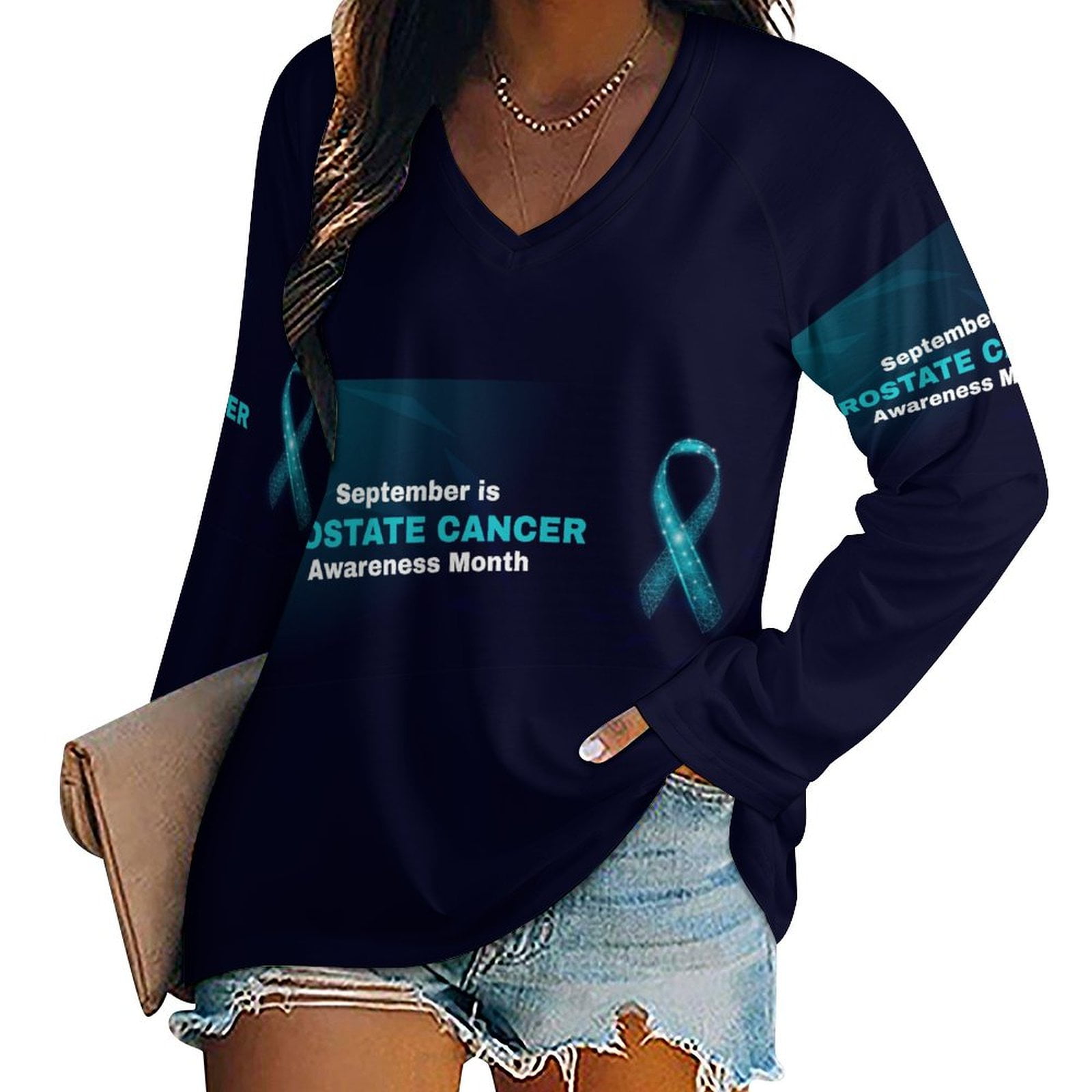 Chil-dh-ood Cancer Awareness Month Women's Long Sleeve Shirts Casual V ...