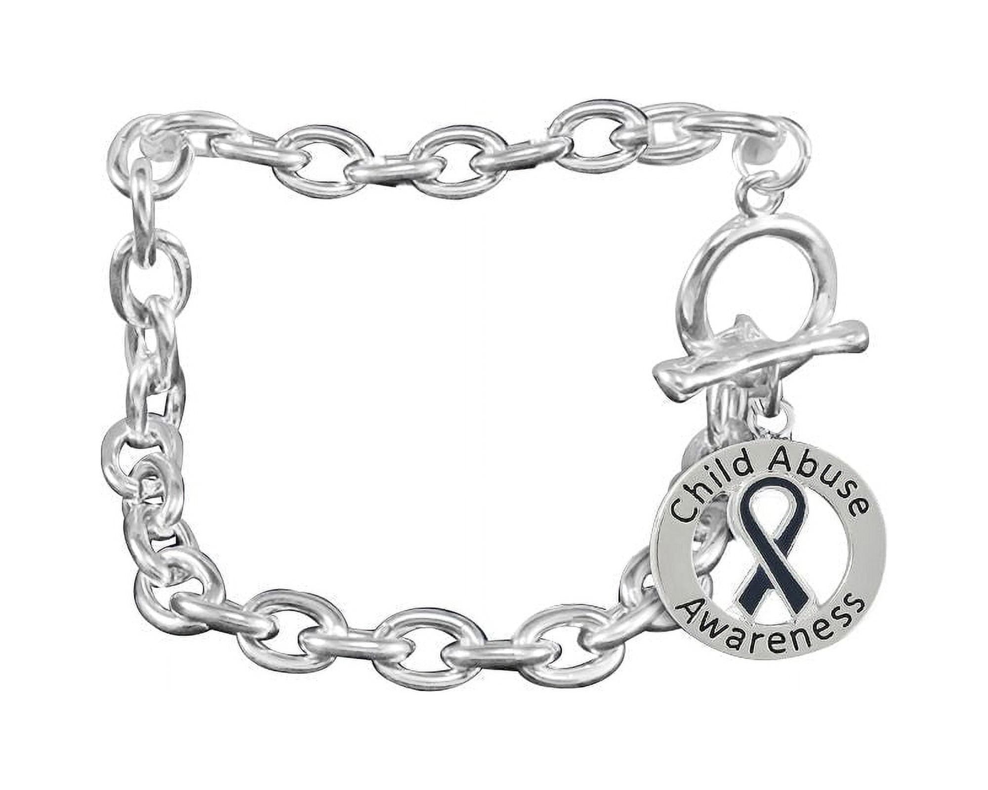 Child Abuse Awareness Round Charm Chunky Link Style Bracelets - Walmart.com