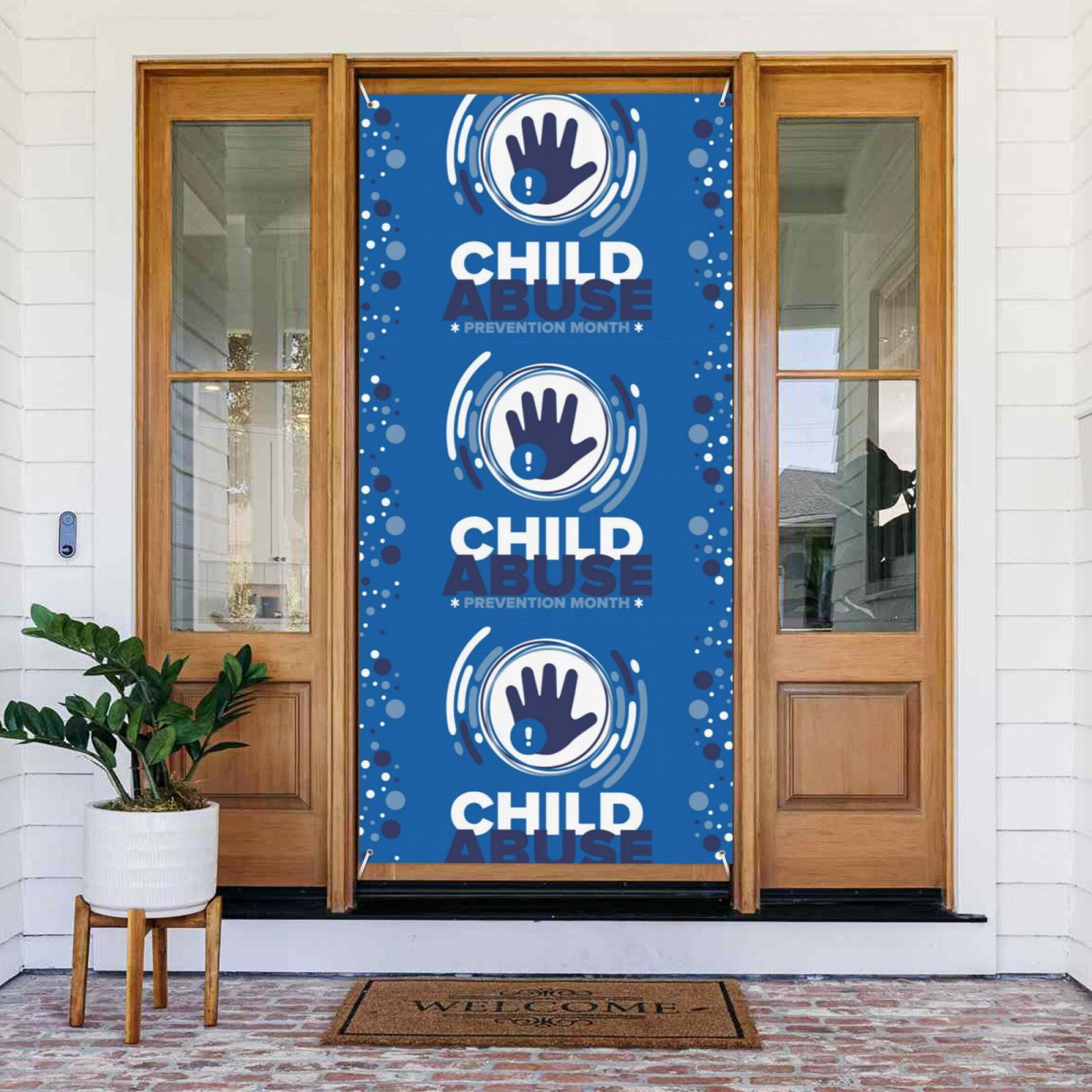 Child Abuse Prevention Awareness Month Blue Ribbon Door Cover ...
