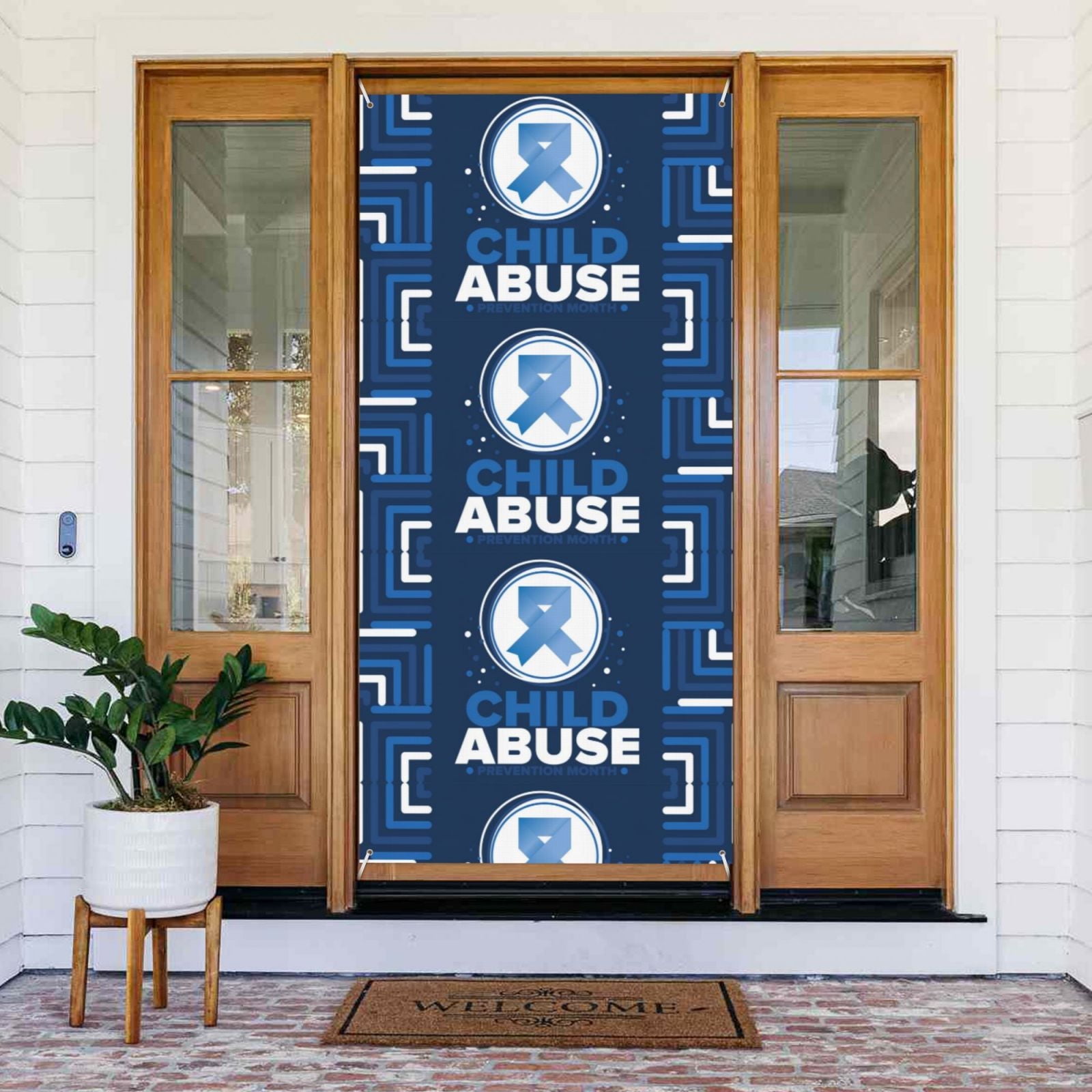 Child Abuse Prevention Awareness Month Blue Ribbon Door Cover ...