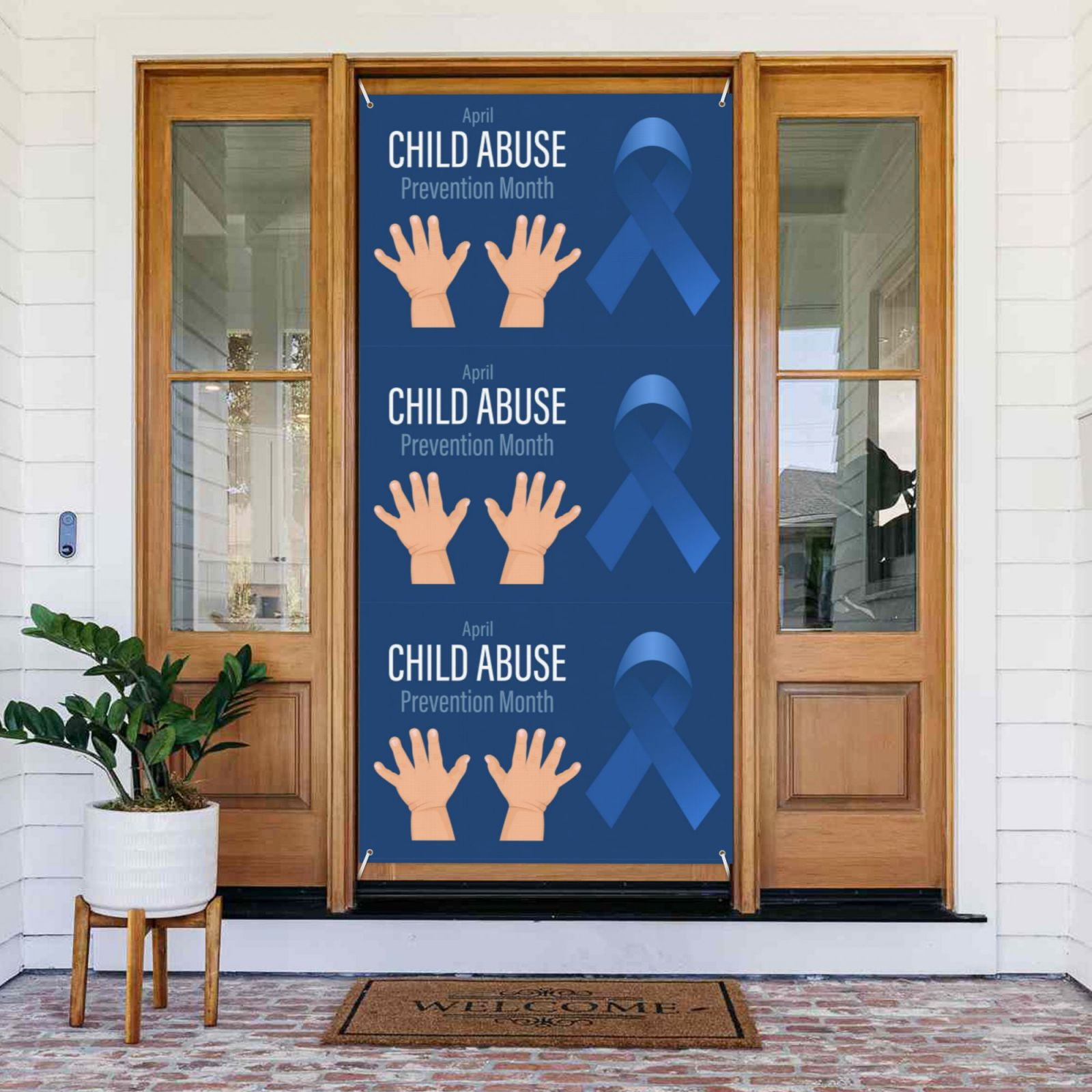 Child Abuse Prevention Awareness Month Blue Ribbon Door Cover ...
