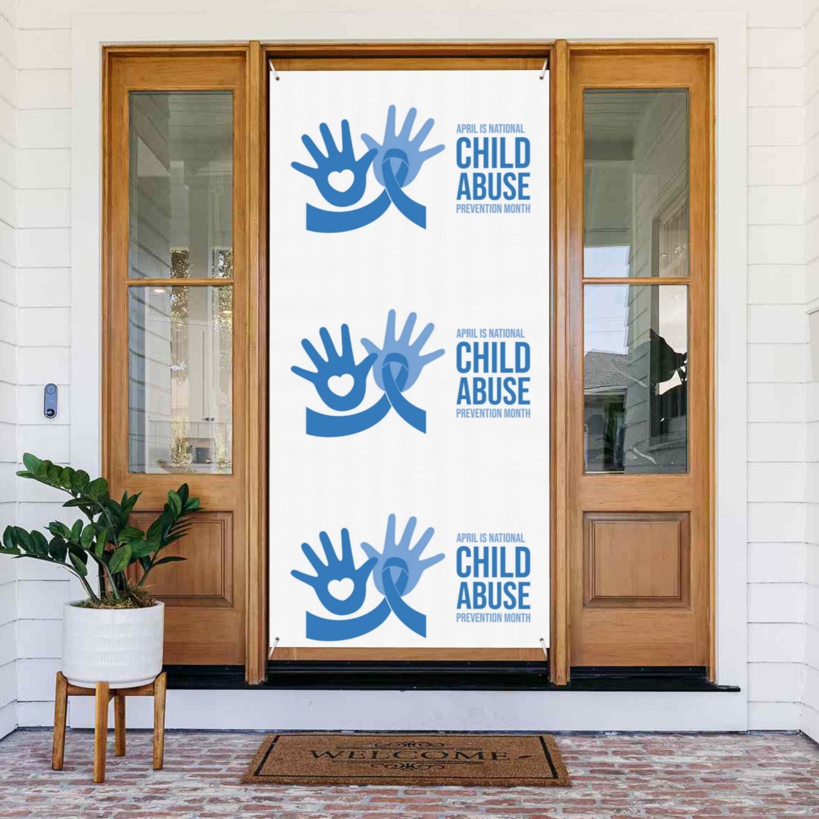 Child Abuse Prevention Awareness Month Blue Ribbon Door Cover ...