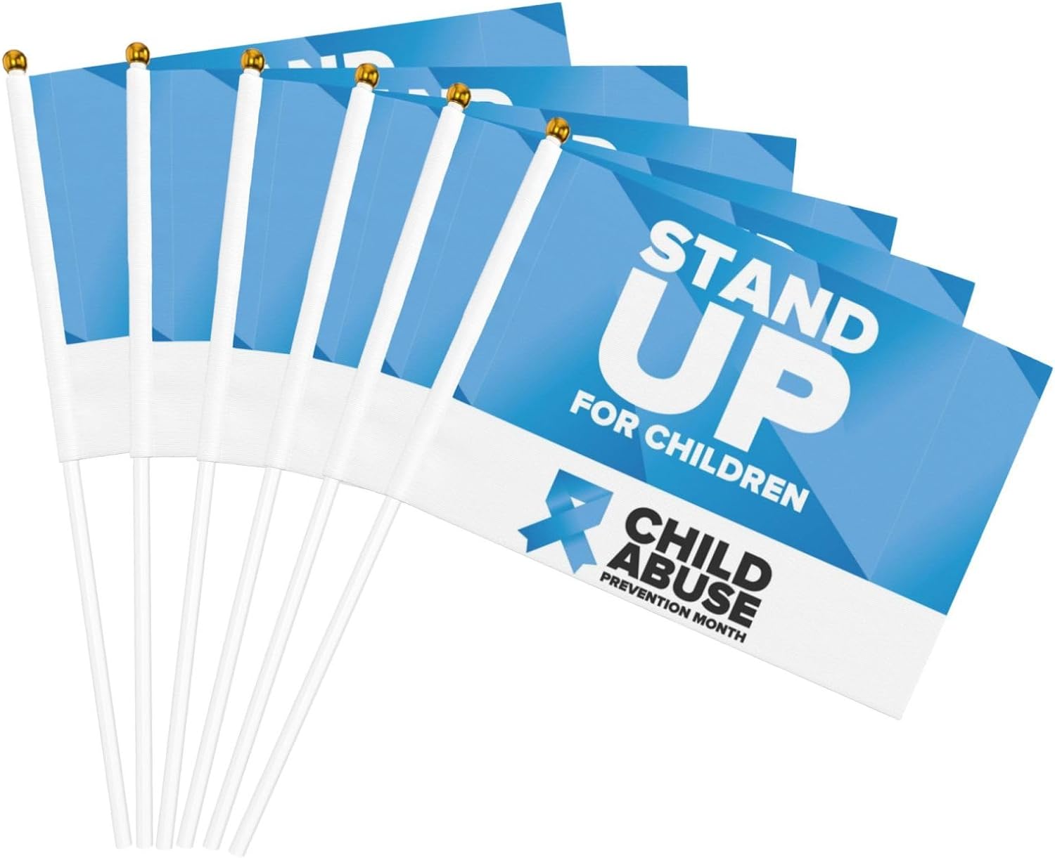 Child Abuse Prevention Awareness Month Blue Ribbon Small Flag on Stick ...