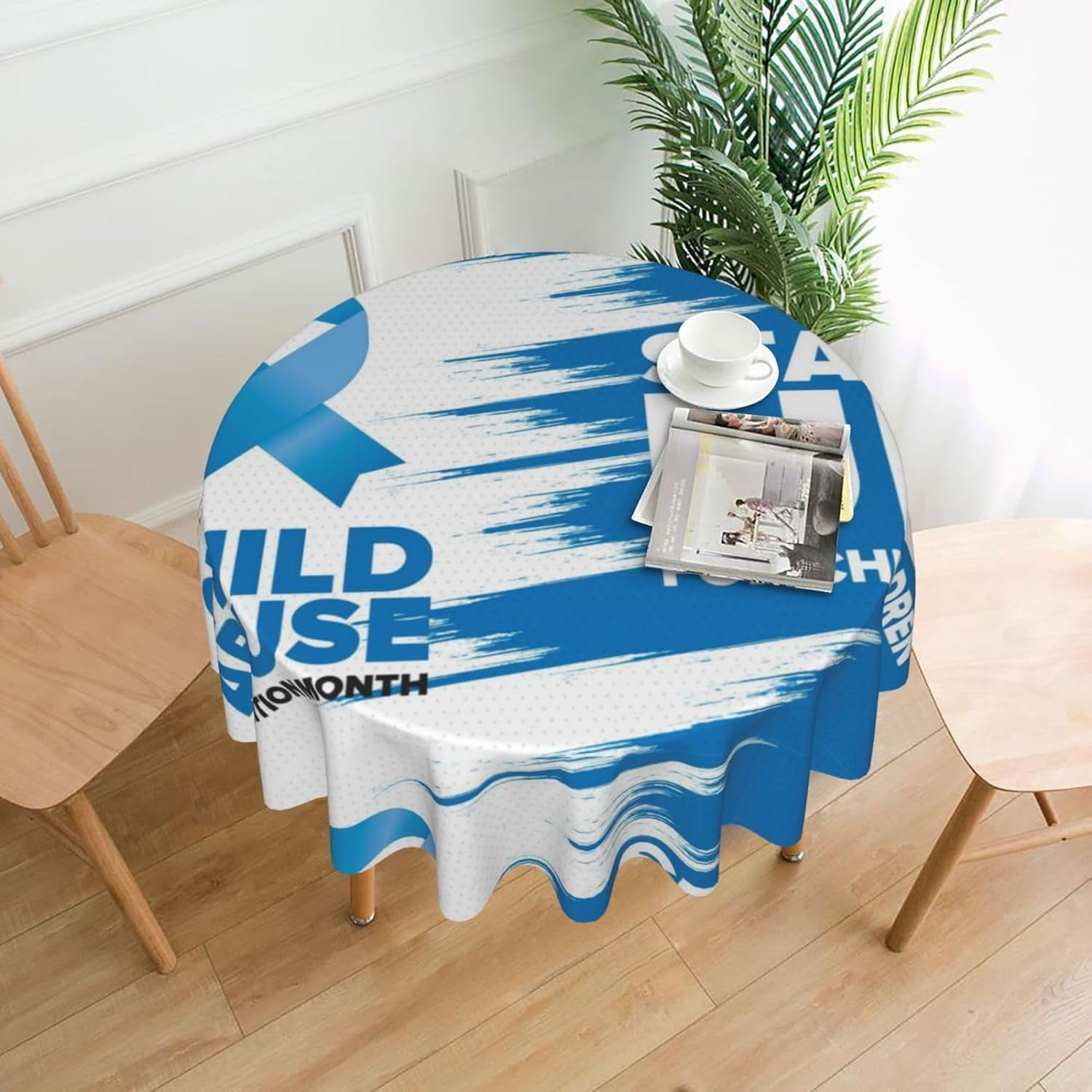 Child Abuse Prevention Awareness Month Blue Ribbon Tablecloth Round 60 ...