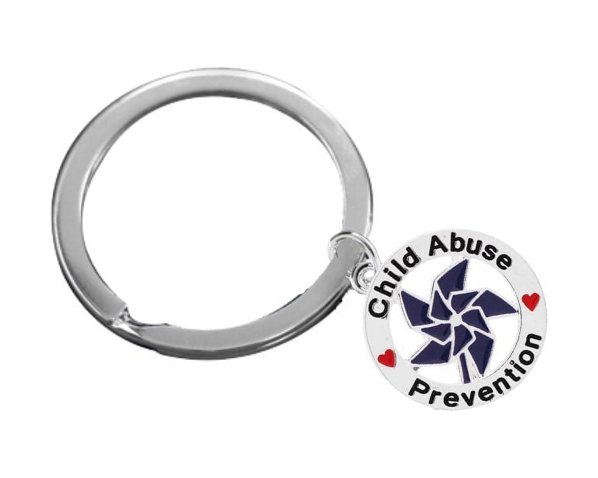 Child Abuse Prevention Blue Pinwheel Charm Split Style Key Chains ...