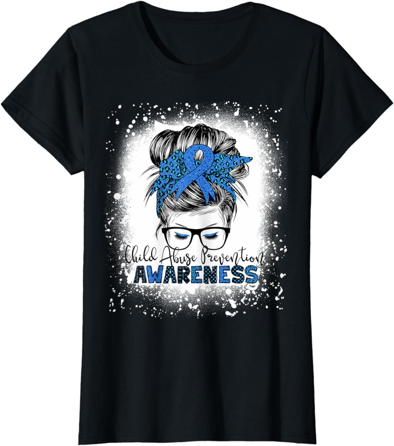 Child Abuse Prevention awareness messy hair bun T-Shirt - Walmart.com