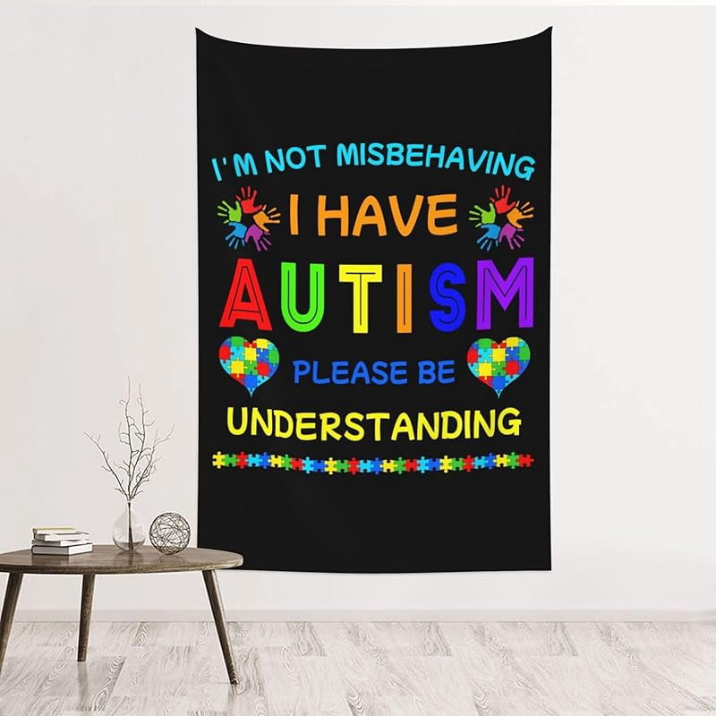 Child Autism Awareness Tapestry 60x40 Inch Funny Aesthetic Tapestry ...