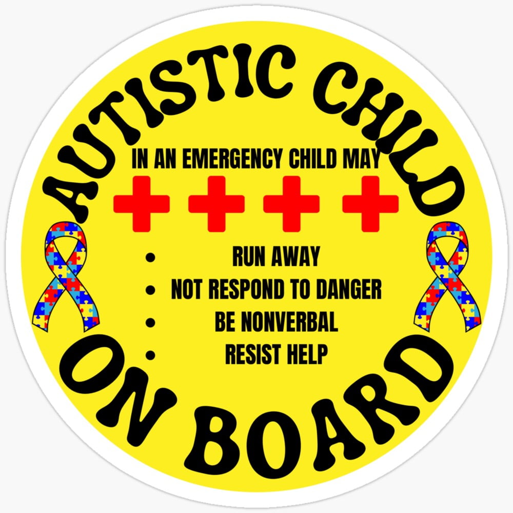 Child With Autism On Board Autistic Child In Car Car Decal Magnet ...