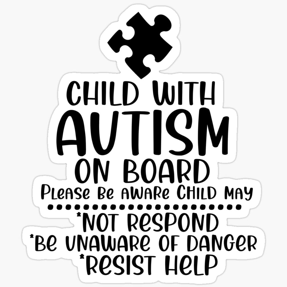 Child With Autism On Board Car Decal Sticker Awareness Disability First ...