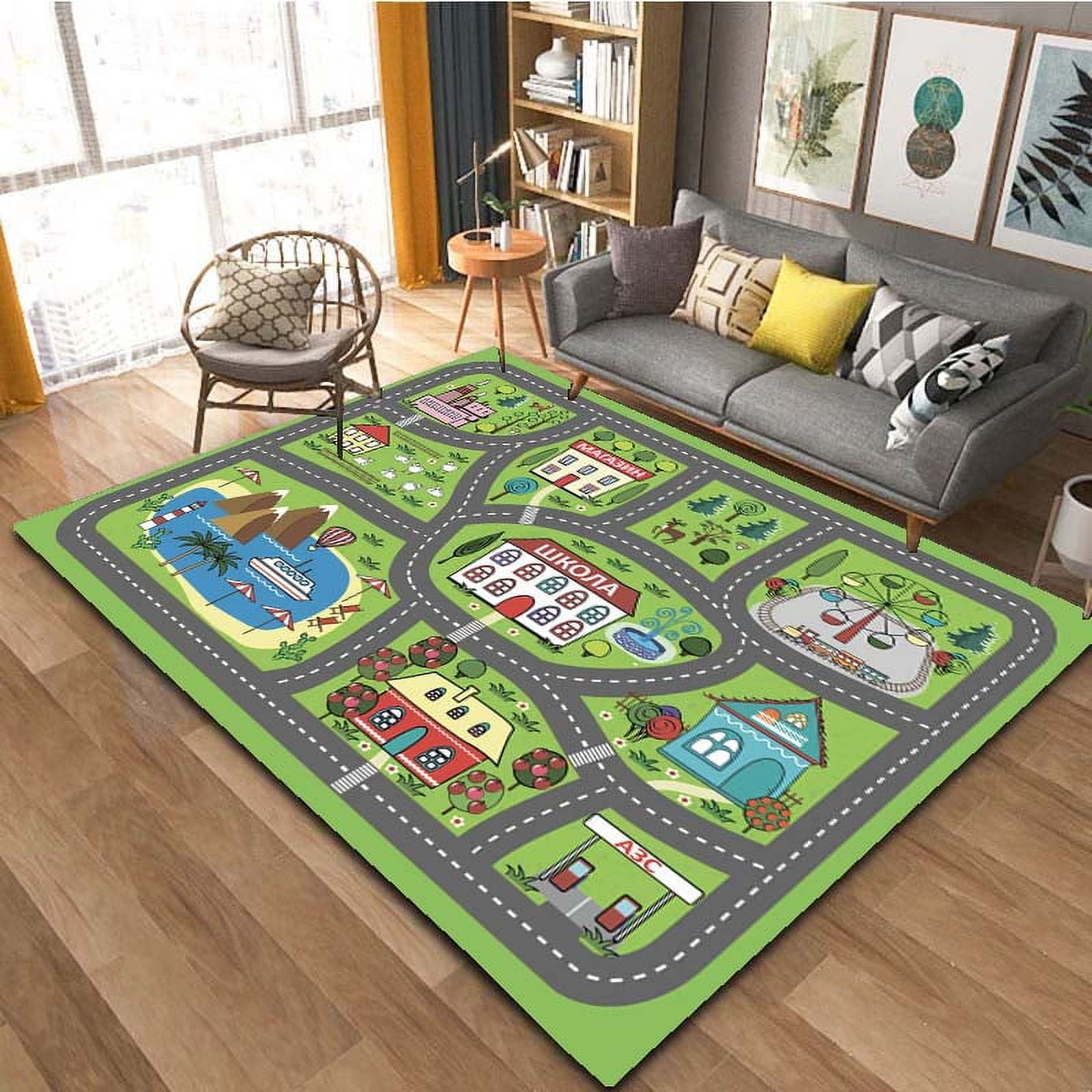 Child Baby Highway City Traffic Cartoon Map Area Rugs for Living Room ...