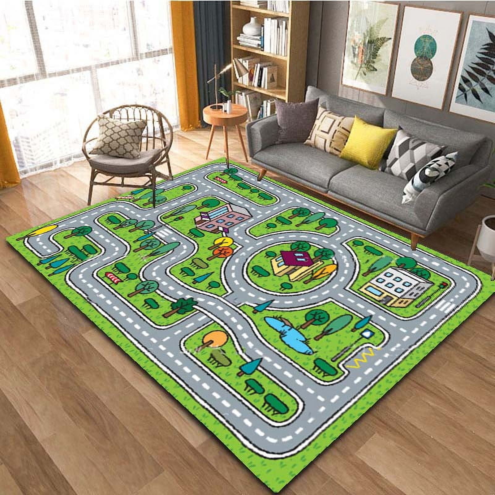 Child Baby Highway City Traffic Cartoon Map Area Rugs for Living Room ...