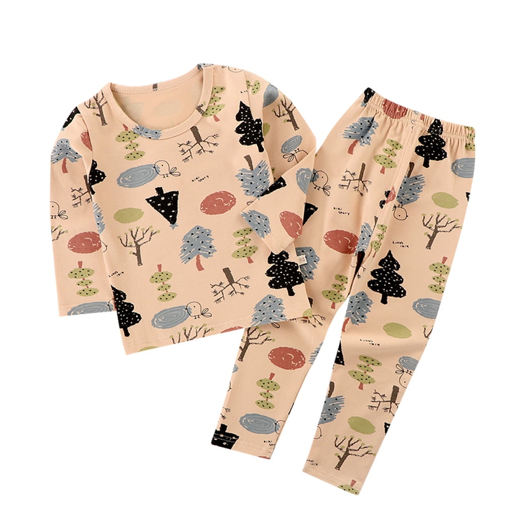 Child Baby Long Sleeve Cartoon Tops Pants Pajamas Sleepwear Nightwear ...