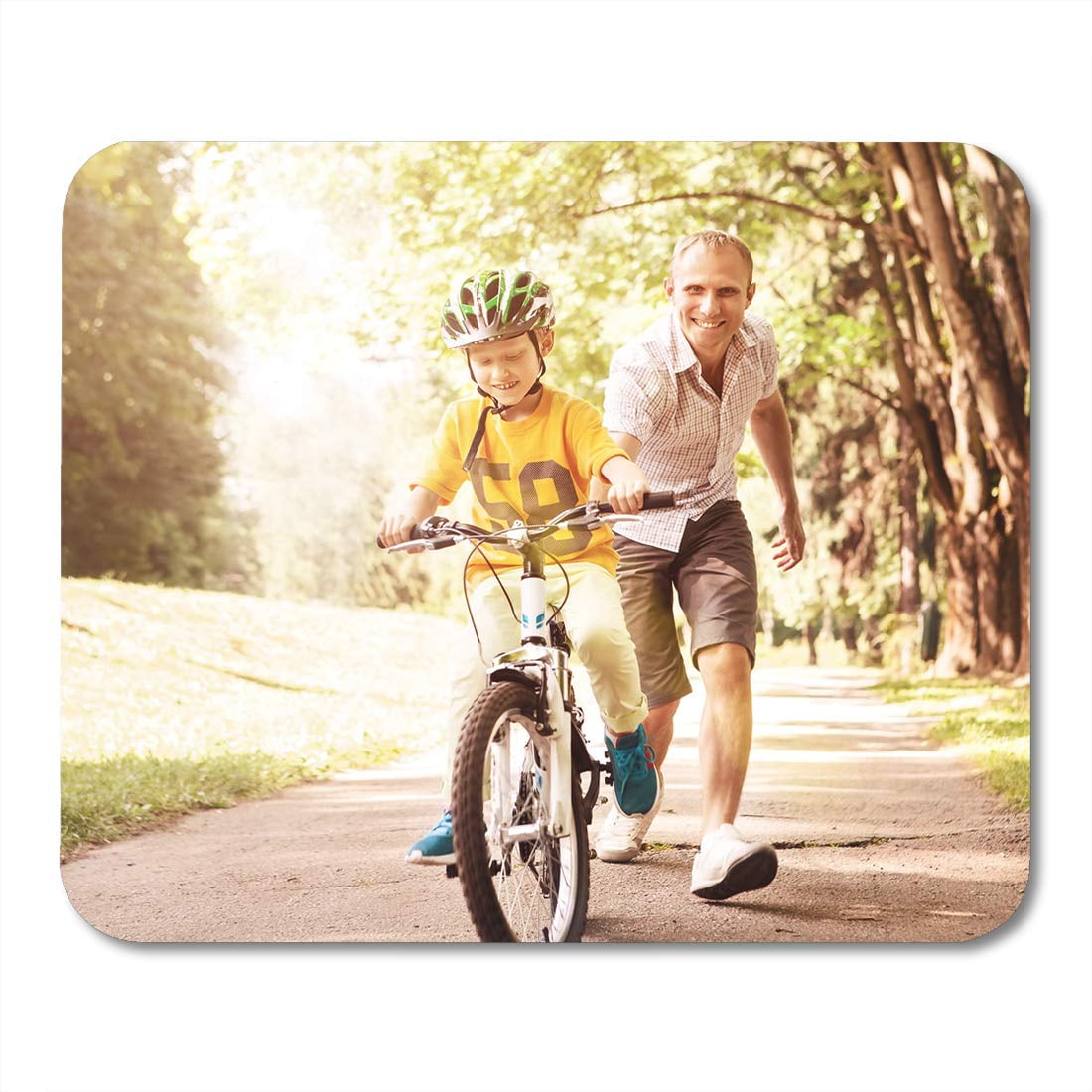 Child Bike First Lessons Bicycle Riding Ride Dad Mousepad Mouse Pad ...