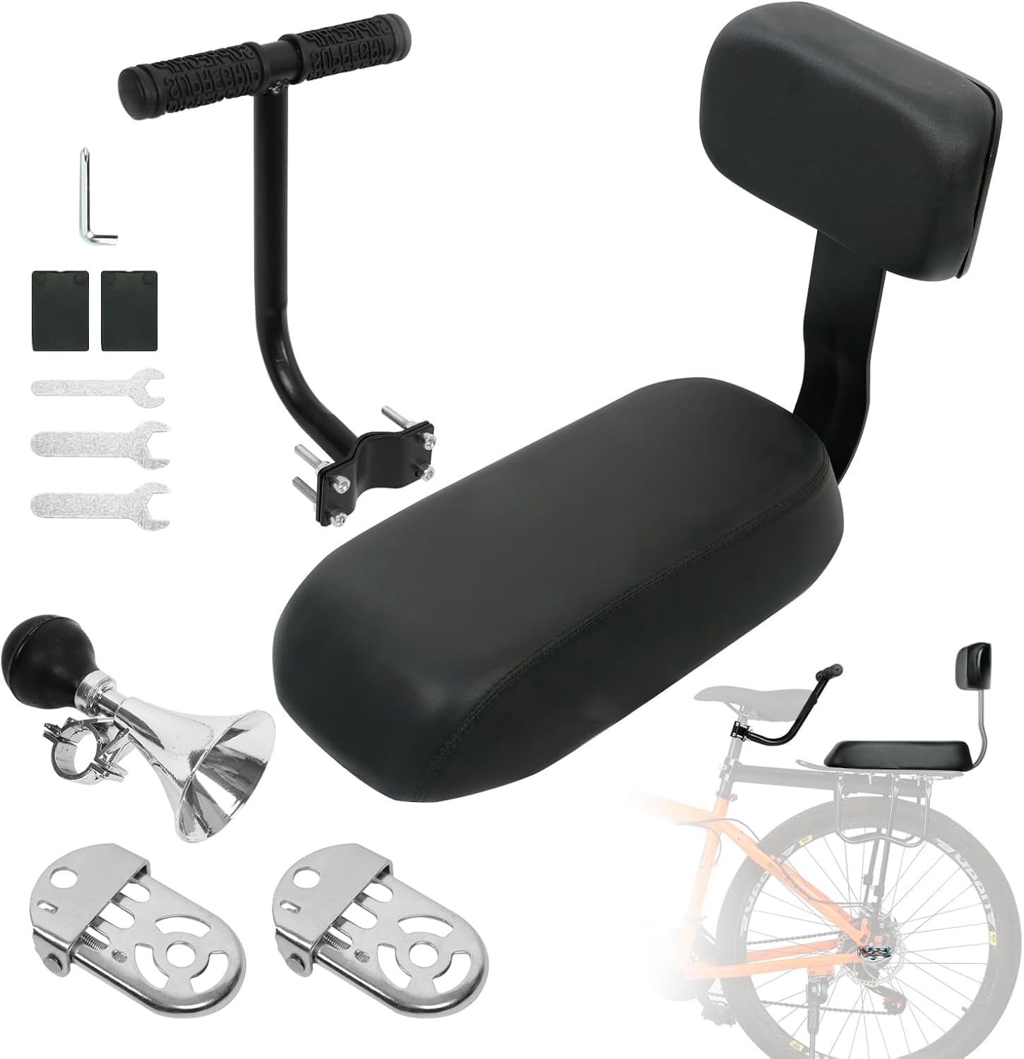 Child Bike Rear Seat Bike Back Seat with Backrest Child Bicycle Rear ...