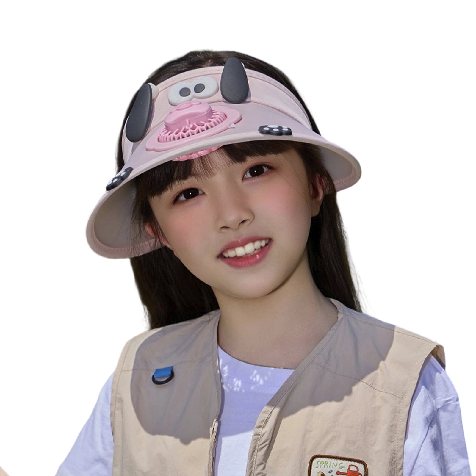 Child Boys Girls Sun Hat With USB Fan Adjustable Cute Cartoon Outdoor ...