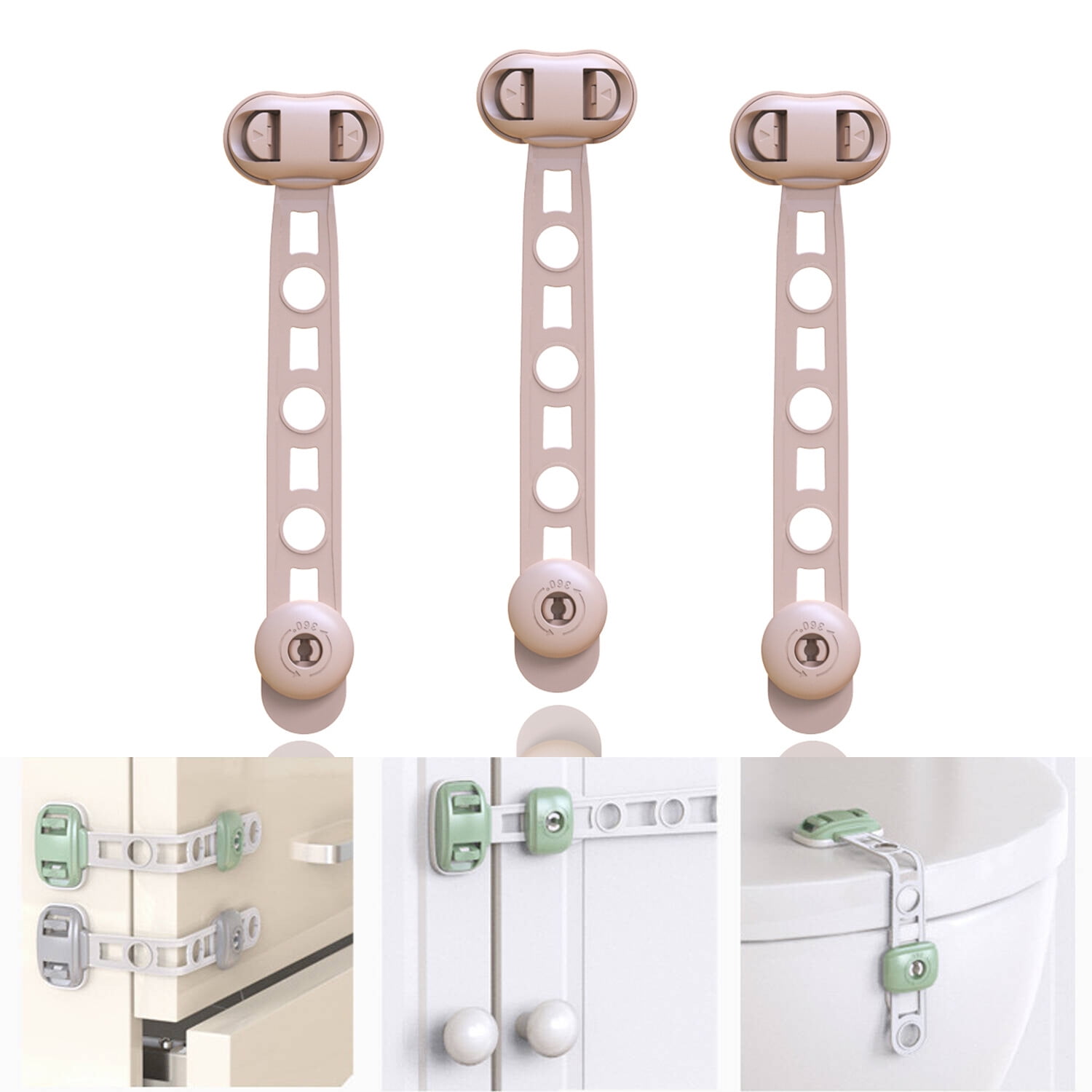 Child Cabinet Locks Baby Proofing (3 Pcs) - Safety Locks for Babies, 3M ...