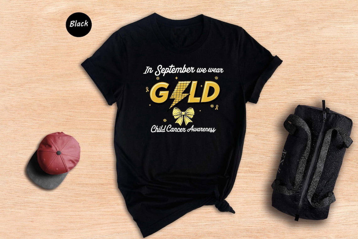 Child Cancer Awareness Shirt, Gold Ribbon Support Tee - Walmart.com