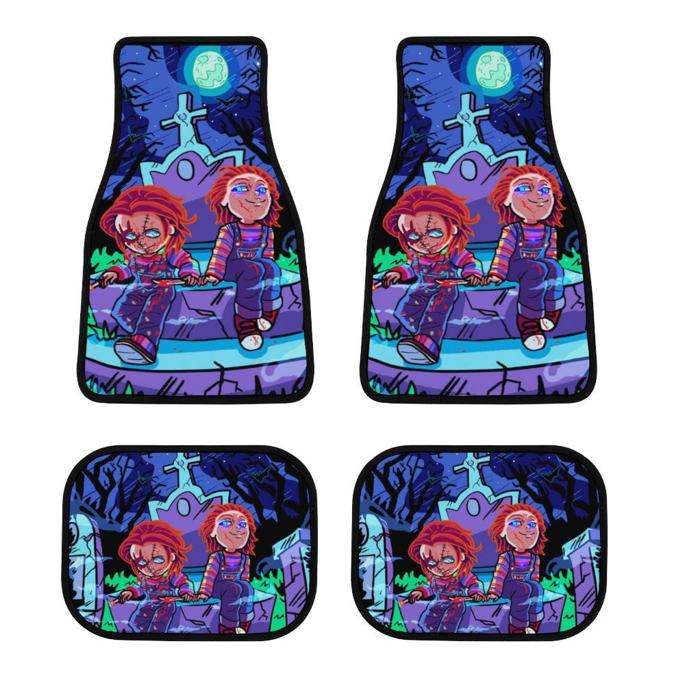 Child Cartoon Play Chucky Car Floor Mat Set 4-Piece Front/Rear Auto ...