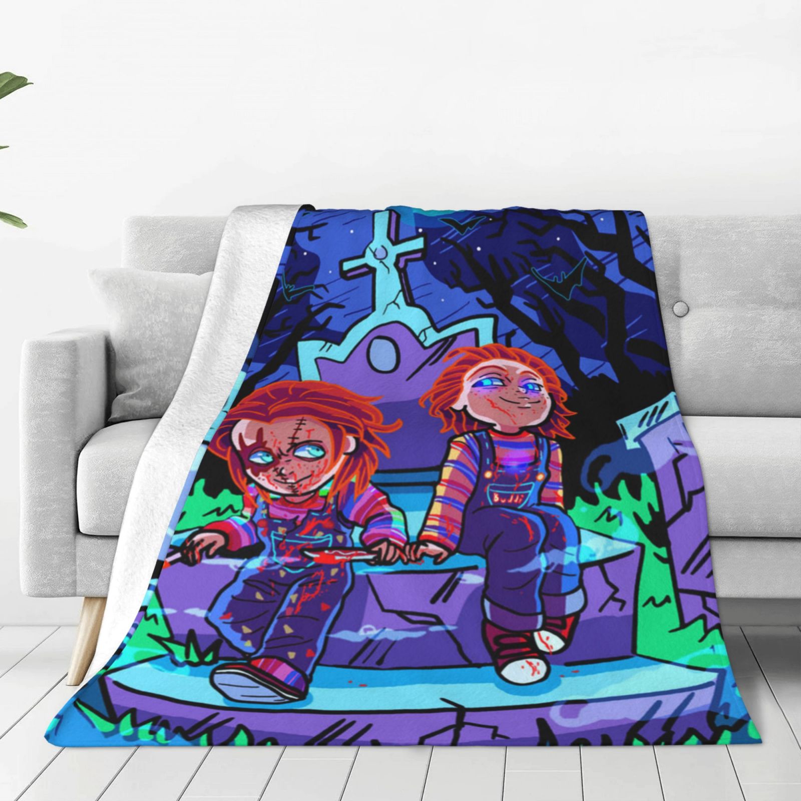 Child Cartoon Play Chucky Flannel Blanket Cozy Ultra-Soft Micro Fleece ...