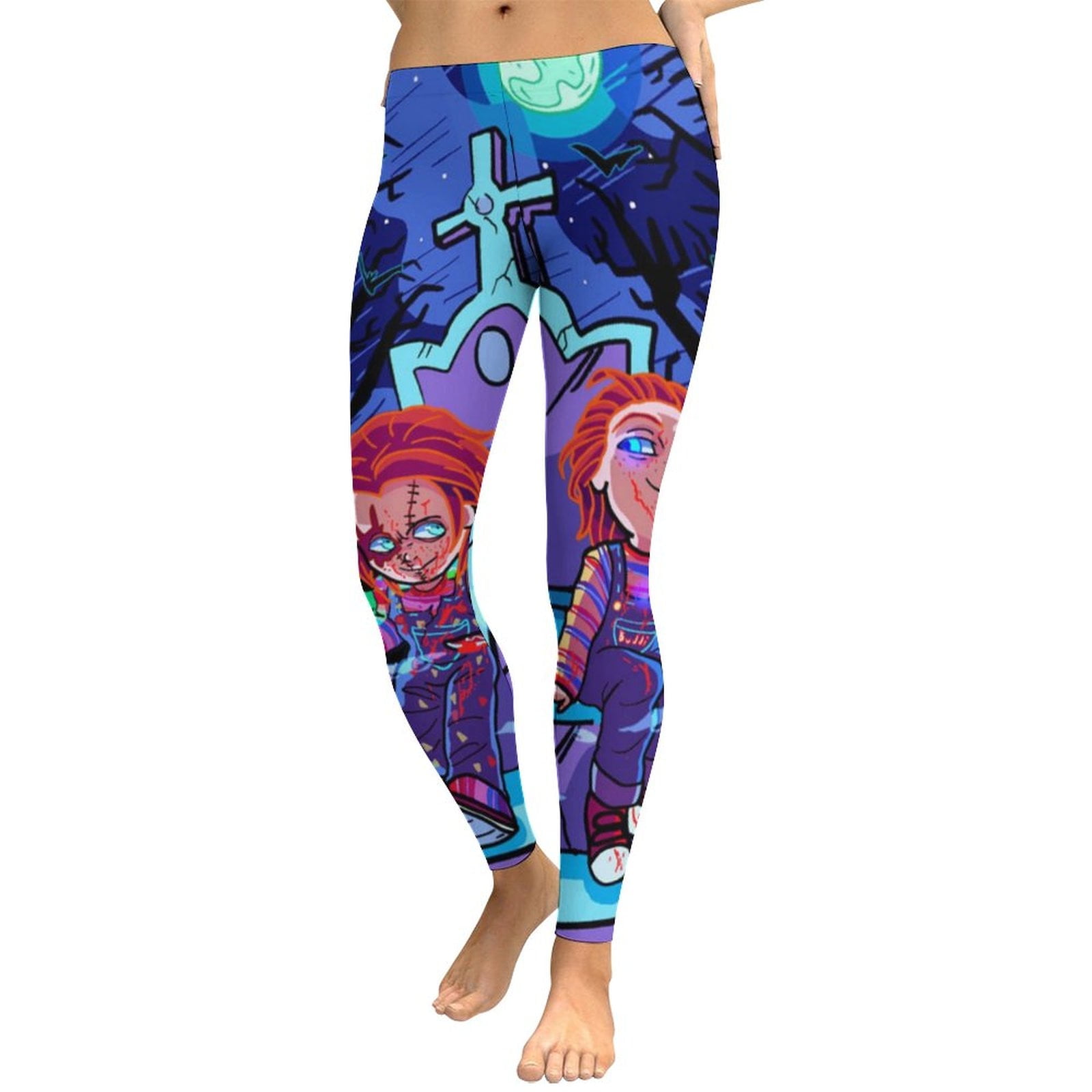 Child Cartoon Play Chucky Women's Yoga Pants High Waisted Tummy Control ...