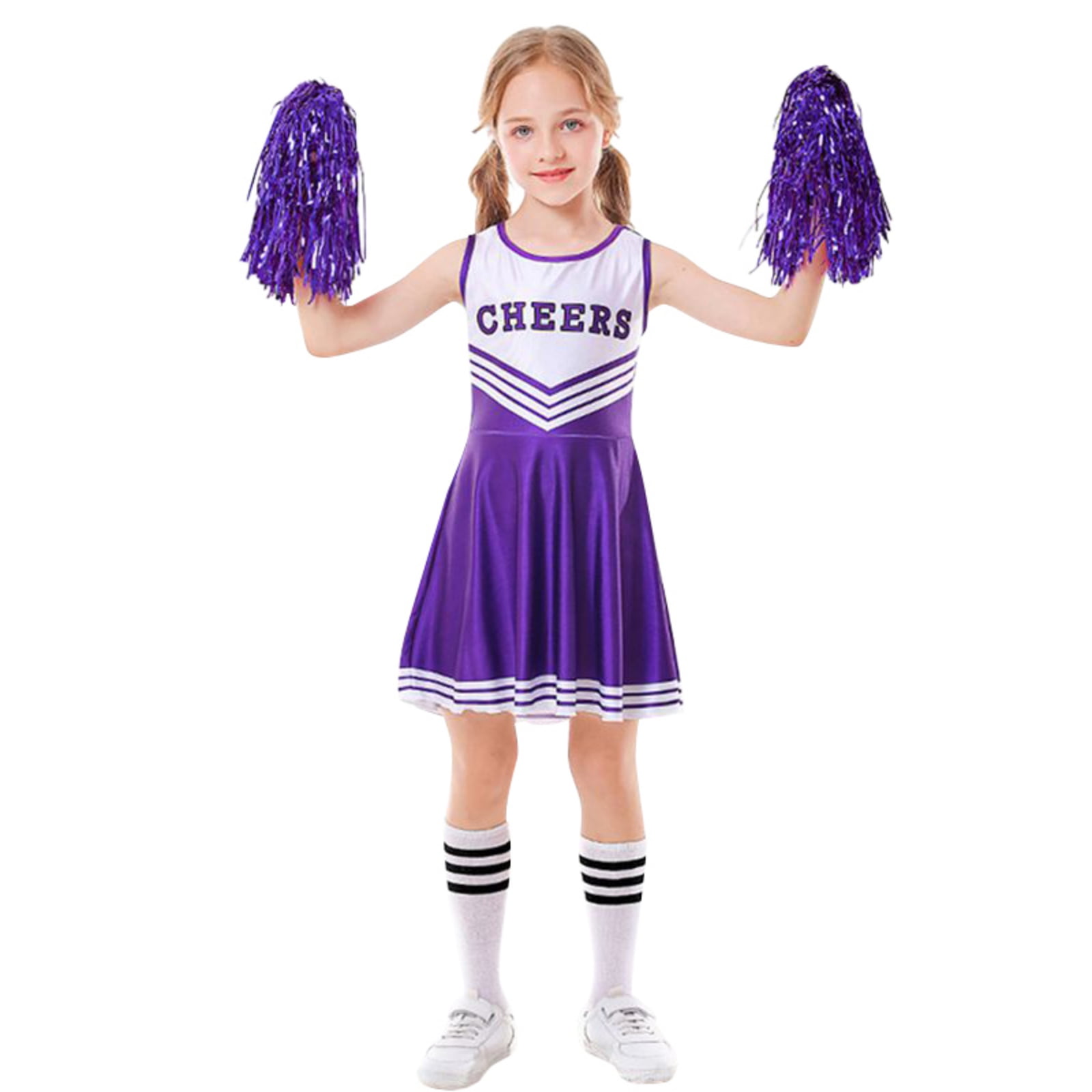 Child Cheerleader Costume School Girl Outfits Fancy Dress Cheer Leader ...