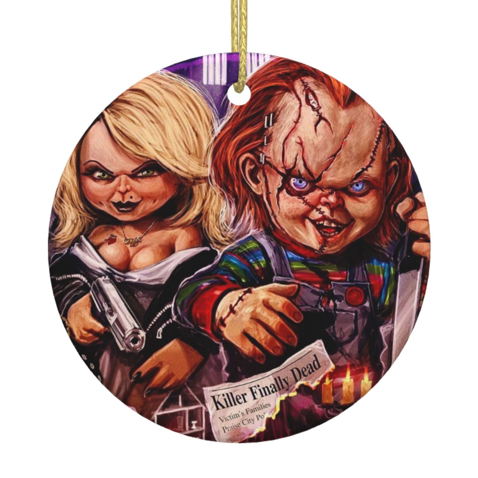 Child Chucky Christmas Tree Hanging Ornaments Ceramic Round Xmas ...
